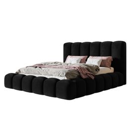 BETT 160x200 - Polsterbett mit Bettkasten und Holzrahmen - Modern Bett - Eleganter Amor-Velvet-Stoff - Kollektion Nora Maxi - Schwarz