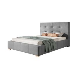POLSTERBETT Oslo, 120x200 cm, mit Bettkasten und Lattenrost aus Holz, Velourstoff, Farbe: Grau
