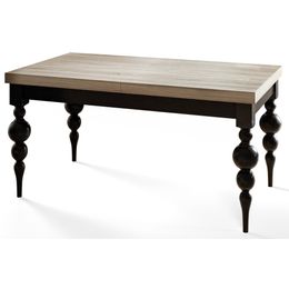 RECHTECKIGER Esszimmertisch LENA, ausziehbarer Tisch, Gr&ouml;&szlig;e: 160-210X90X78,5 cm, Wohnzimmertisch Farbe: SONOMA, mit Tischbeinen in Farbe Schwarz