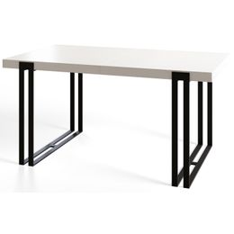 RECHTECKIGER Esszimmertisch ROSA, ausziehbarer Tisch, Gr&ouml;&szlig;e: 120-220X80X77 cm, Wohnzimmertisch Farbe: Wei&szlig;, mit Metallbeinen in Farbe Schwarz