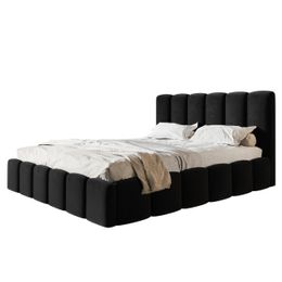BETT 90x200 - Polsterbett mit Bettkasten und Holzrahmen - Modern Betten - Weicher Jasminstoff - Kollektion Lucy - Schwarz