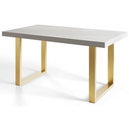 INDUSTRIELLER Esszimmertisch LOFT-U, Gr&ouml;&szlig;e: 160X90X77 cm, Wohnzimmertisch Farbe: Gold, mit Metallbeinen in Farbe Gold