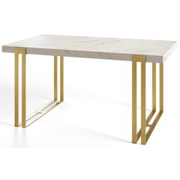 ESSZIMMERTISCH ROSA 200X90X77 cm, Farbe: MARMUR, mit Metallbeinen in Farbe Gold