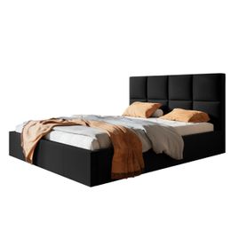 BETT 180x200 - Polsterbett mit Bettkasten und Holzrahmen - Modern Betten - Weicher Jasminstoff - Kollektion Roma, Schwarz
