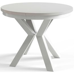 ESSZIMMERTISCH LOFT, ausziehbarer Tisch 100 cm/180 cm, Farbe: Wei&szlig;, mit Metallbeinen in Farbe Wei&szlig;
