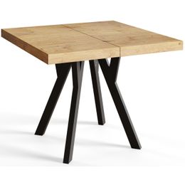 QUADRATISCHER Esstisch ausziehbar &ndash; Moderner Wohnzimmertisch und K&uuml;chentisch &ndash; Tisch mit Holzbeinen, Durchmesser 110 cm - 210 cm - Farbe Lancelot