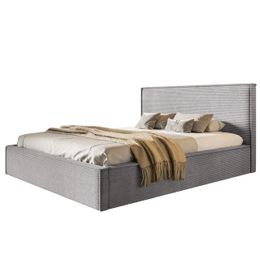 BETT 180x200 - Polsterbett mit Bettkasten und Holzrahmen - Modern Betten - Hochwertiger Poso-Stoff - Kollektion Milano - Grau
