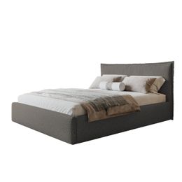 BETT 180x200 - Polsterbett mit Bettkasten und Holzrahmen - Modern Betten - Kuscheliger Catch-Me-Stoff - Kollektion Verona - Grau