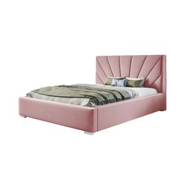 POLSTERBETT Denver, 120x200 cm, mit Bettkasten und Lattenrost aus Holz, Velourstoff, Farbe: Rosa