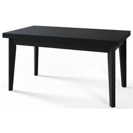 RECHTECKIGER Esszimmertisch SKANDI, ausziehbarer Tisch, Gr&ouml;&szlig;e: 160-210X90X78 cm, Wohnzimmertisch Farbe: Schwarz, mit Holzbeinen in Farbe Schwarz