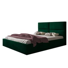 BETT 180x200 - Polsterbett mit Bettkasten und Holzrahmen - Modern Betten - Glatter Kronos-Stoff - Kollektion Lizbona, Gr&uuml;n