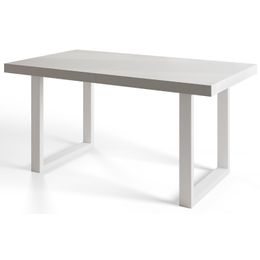 INDUSTRIELLER Esszimmertisch LOFT-U, Gr&ouml;&szlig;e: 140X80X77 cm, Wohnzimmertisch Farbe: Wei&szlig;, mit Metallbeinen in Farbe Wei&szlig;