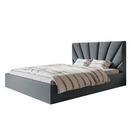 BETT 90x200 - Polsterbett mit Bettkasten und Holzrahmen - Modern Betten - Glatter Kronos-Stoff - Kollektion Denver, Dunkelgrau