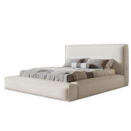 BETT 140x200 - Polsterbett mit Bettkasten und Metallrahmen - Modern Bett - Eleganter Catch-Me-Stoff - Kollektion Luna Maxi - Wei&szlig;