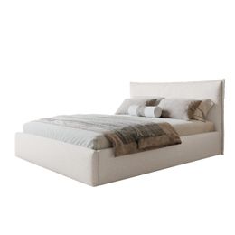 BETT 90x200 - Polsterbett mit Bettkasten und Metallrahmen - Modern Betten - Kuscheliger Catch-Me-Stoff - Kollektion Verona - Wei&szlig;