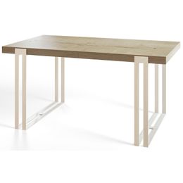 ESSZIMMERTISCH ROSA 200X90X77 cm, Farbe: HALIFAX, mit Metallbeinen in Farbe Wei&szlig;