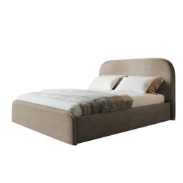 BETT 180x200 - Polsterbett mit Bettkasten und Holzrahmen - Modern Betten - Weicher Jasminstoff - Kollektion Vienna - Beige