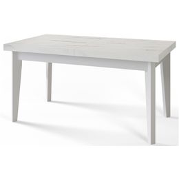 RECHTECKIGER Esszimmertisch SKANDI, ausziehbarer Tisch, Gr&ouml;&szlig;e: 200-300X100X78 cm, Wohnzimmertisch Farbe: MARMUR, mit Holzbeinen in Farbe Wei&szlig;
