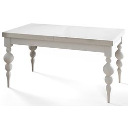 RECHTECKIGER Esszimmertisch LENA, ausziehbarer Tisch, Gr&ouml;&szlig;e: 200-300X100X78,5 cm, Wohnzimmertisch Farbe: Wei&szlig;, mit Tischbeinen in Farbe Wei&szlig;