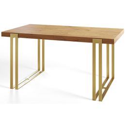 RECHTECKIGER Esszimmertisch ROSA, ausziehbarer Tisch, Gr&ouml;&szlig;e: 120-220X80X77 cm, Wohnzimmertisch Farbe: LANCELOT, mit Metallbeinen in Farbe Gold