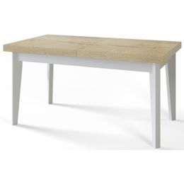 RECHTECKIGER Esszimmertisch SKANDI, ausziehbarer Tisch, Gr&ouml;&szlig;e: 120-160X80X78 cm, Wohnzimmertisch Farbe: HALIFAX, mit Holzbeinen in Farbe Wei&szlig;
