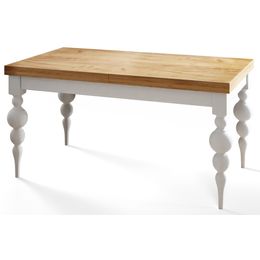 RECHTECKIGER Esszimmertisch LENA, ausziehbarer Tisch, Gr&ouml;&szlig;e: 170-250X90X78,5 cm, Wohnzimmertisch Farbe: CRAFT, mit Tischbeinen in Farbe Wei&szlig;