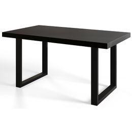ESSZIMMERTISCH LOFT-U 200X100X77 cm, Farbe: Schwarz, mit Metallbeinen in Farbe Schwarz