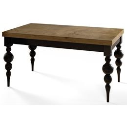 RECHTECKIGER Esszimmertisch LENA, ausziehbarer Tisch, Gr&ouml;&szlig;e: 140-180X80X78,5 cm, Wohnzimmertisch Farbe: LEFKAS, mit Tischbeinen in Farbe Schwarz