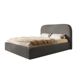 BETT 120x200 - Polsterbett mit Bettkasten und Holzrahmen - Modern Betten - Kuscheliger Catch-Me-Stoff - Kollektion Verona - Grau