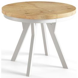 RUNDER Esstisch ausziehbar &ndash; Moderner Wohnzimmertisch und K&uuml;chentisch &ndash; Tisch mit Stabile Konstruktion, Durchmesser 100 cm - 200 cm - Farbe Lancelot