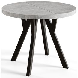 RUNDER Esstisch ausziehbar &ndash; Moderner Wohnzimmertisch und K&uuml;chentisch &ndash; Tisch mit Stabile Konstruktion, Durchmesser 80 cm - 130 cm - Farbe At