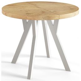 RUNDER Esstisch ausziehbar &ndash; Moderner Wohnzimmertisch und K&uuml;chentisch &ndash; Tisch mit Stabile Konstruktion, Durchmesser 120 cm - 220 cm - Farbe Lancelot