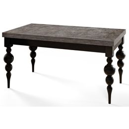 RECHTECKIGER Esszimmertisch LENA, ausziehbarer Tisch, Gr&ouml;&szlig;e: 170-250X90X78,5 cm, Wohnzimmertisch Farbe: Dunkelgrau, mit Tischbeinen in Farbe Schwarz