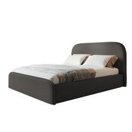 BETT 140x200 - Polsterbett mit Bettkasten und Holzrahmen - Modern Betten - Kuscheliger Catch-Me-Stoff - Kollektion Vienna - Grau