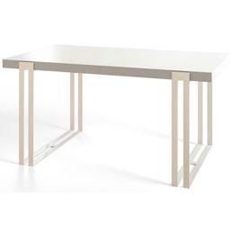 RECHTECKIGER Esszimmertisch ROSA, ausziehbarer Tisch, Gr&ouml;&szlig;e: 120-220X80X77 cm, Wohnzimmertisch Farbe: Wei&szlig;, mit Metallbeinen in Farbe Wei&szlig;