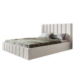 BETT 180x200 - Polsterbett mit Bettkasten und Metallrahmen - Modern Betten - Kuscheliger Catch-Me-Stoff - Kollektion Toledo - Wei&szlig;