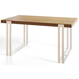 RECHTECKIGER Esszimmertisch ROSA, ausziehbarer Tisch, Gr&ouml;&szlig;e: 180-280X90X77 cm, Wohnzimmertisch Farbe: CRAFT, mit Metallbeinen in Farbe Wei&szlig;