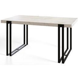 RECHTECKIGER Esszimmertisch ROSA, ausziehbarer Tisch, Gr&ouml;&szlig;e: 140-240X80X77 cm, Wohnzimmertisch Farbe: MARMUR, mit Metallbeinen in Farbe Schwarz