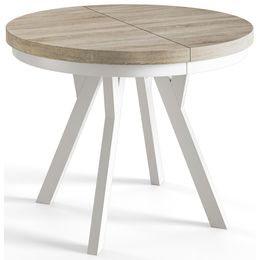 RUNDER Esstisch ausziehbar &ndash; Moderner Wohnzimmertisch und K&uuml;chentisch &ndash; Tisch mit Stabile Konstruktion, Durchmesser 120 cm - 220 cm - Farbe Sonoma