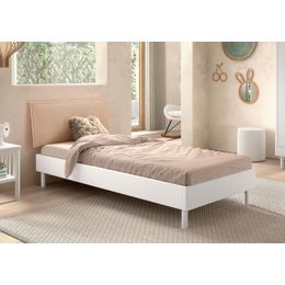Vipack Bett FORREST Wei&szlig; ca.90x200cm Echtholz Buche