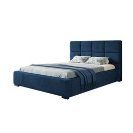 POLSTERBETT Rom, 120x200 cm, mit Bettkasten und Lattenrost aus Holz, Velourstoff, Farbe: Dunkelblau