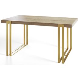 RECHTECKIGER Esszimmertisch ROSA, ausziehbarer Tisch, Gr&ouml;&szlig;e: 140-240X80X77 cm, Wohnzimmertisch Farbe: HALIFAX, mit Metallbeinen in Farbe Gold