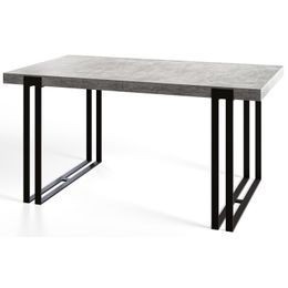 RECHTECKIGER Esszimmertisch ROSA, Gr&ouml;&szlig;e: 140X80X77 cm, Wohnzimmertisch Farbe: Hellgrau, mit Metallbeinen in Farbe Schwarz