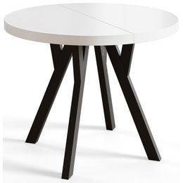 RUNDER Esstisch ausziehbar &ndash; Moderner Wohnzimmertisch und K&uuml;chentisch &ndash; Tisch mit Stabile Konstruktion, Durchmesser 100 cm - 200 cm - Farbe Wei&szlig;