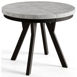 RUNDER Esstisch ausziehbar &ndash; Moderner Wohnzimmertisch und K&uuml;chentisch &ndash; Tisch mit Stabile Konstruktion, Durchmesser 90 cm - 190 cm - Farbe Graphit