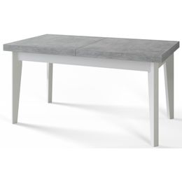 RECHTECKIGER Esszimmertisch SKANDI, ausziehbarer Tisch, Gr&ouml;&szlig;e: 160-210X90X78 cm, Wohnzimmertisch Farbe: ATELIER, mit Holzbeinen in Farbe Wei&szlig;