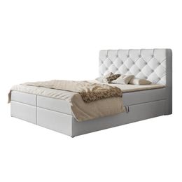 BOXBETT BOSTON mit 2 Bettk&auml;sten, 180x200, Farbe: Wei&szlig;, Kunstleder, Doppelbett mit Bonell-Matratze