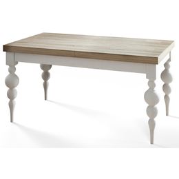 RECHTECKIGER Esszimmertisch LENA, ausziehbarer Tisch, Gr&ouml;&szlig;e: 120-160X80X78,5 cm, Wohnzimmertisch Farbe: SONOMA, mit Tischbeinen in Farbe Wei&szlig;