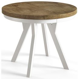 RUNDER Esstisch ausziehbar &ndash; Moderner Wohnzimmertisch und K&uuml;chentisch &ndash; Tisch mit Stabile Konstruktion, Durchmesser 120 cm - 220 cm - Farbe LEFAKS