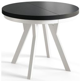 RUNDER Esstisch ausziehbar &ndash; Moderner Wohnzimmertisch und K&uuml;chentisch &ndash; Tisch mit Stabile Konstruktion, Durchmesser 120 cm - 220 cm - Farbe Schwarz